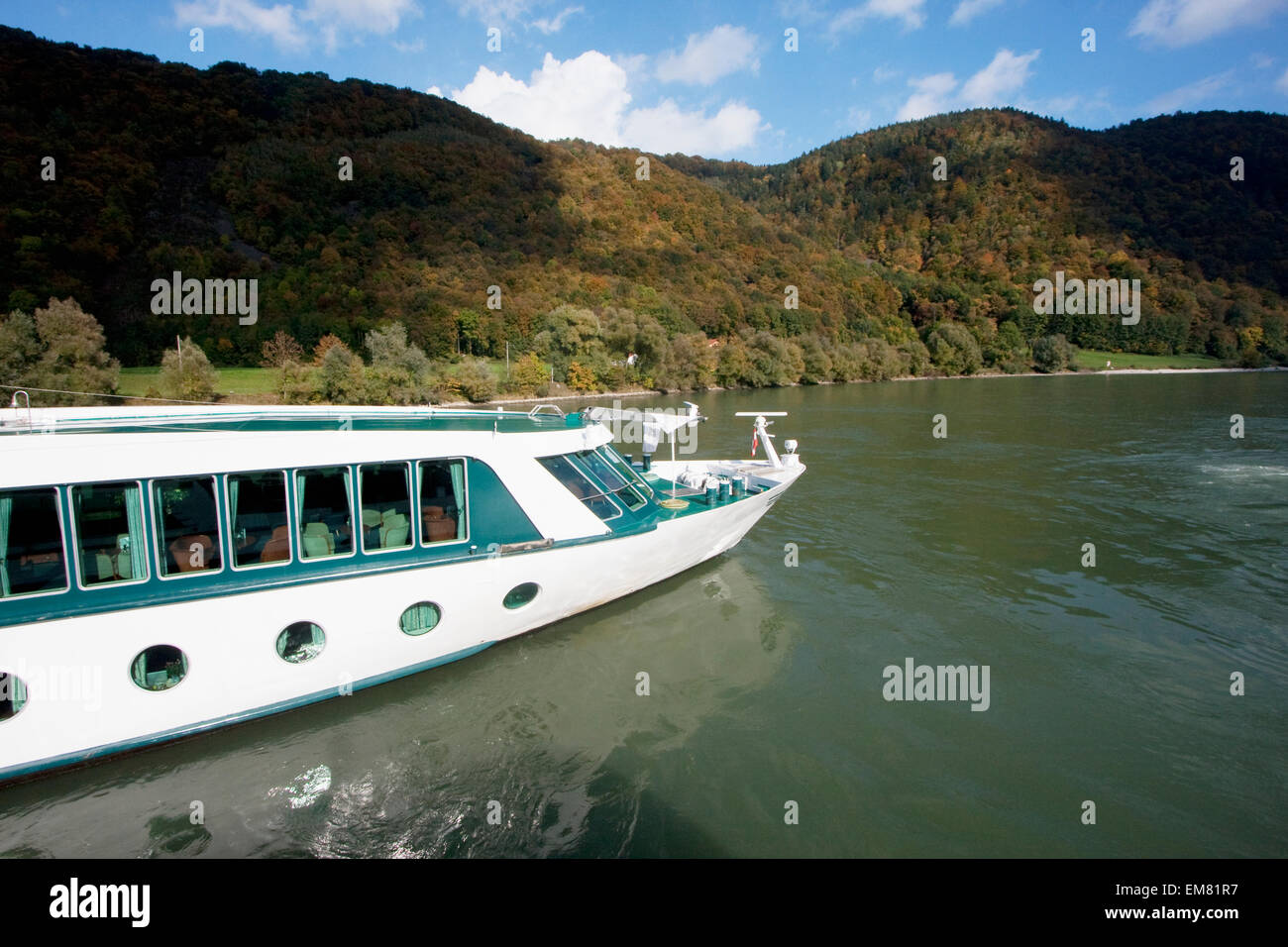 Amadeus Symphony Cruise boat on the Danube River near Jochenstein ...