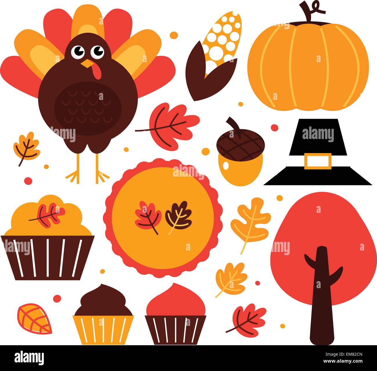 Colorful thanksgiving design elements isolated on white Stock Vector ...