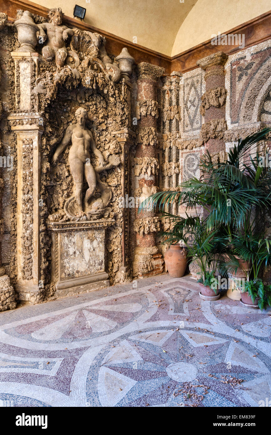 Inside the 17c grotto at the Villa La Pietra, Florence, Italy, famous ...