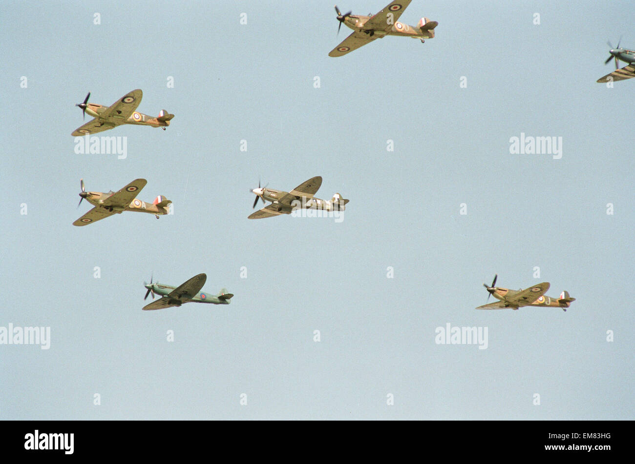Spitfires and Hurricanes seen here during the flypast to commemorate ...
