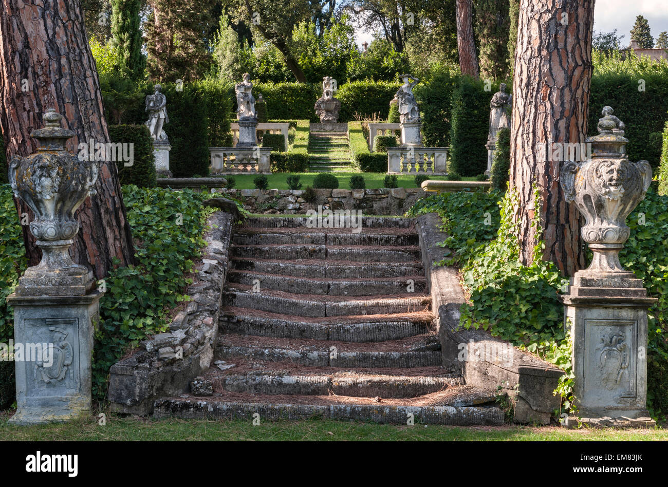 Stone steps in the garden at Villa La Pietra, Florence, Italy, famous ...
