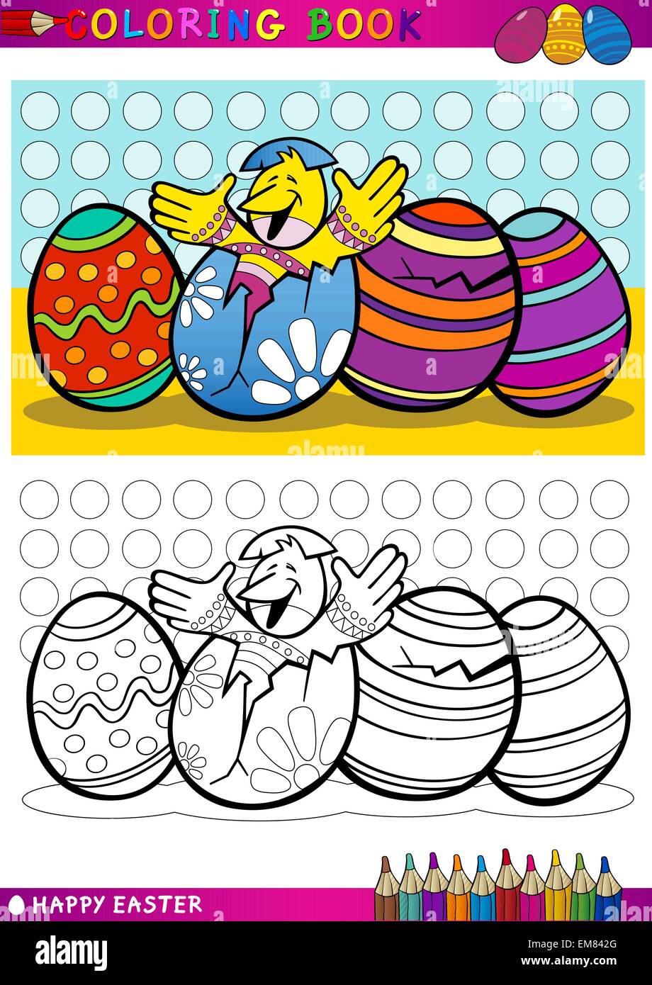 easter chick cartoon illustration for coloring Stock Vector Image & Art ...