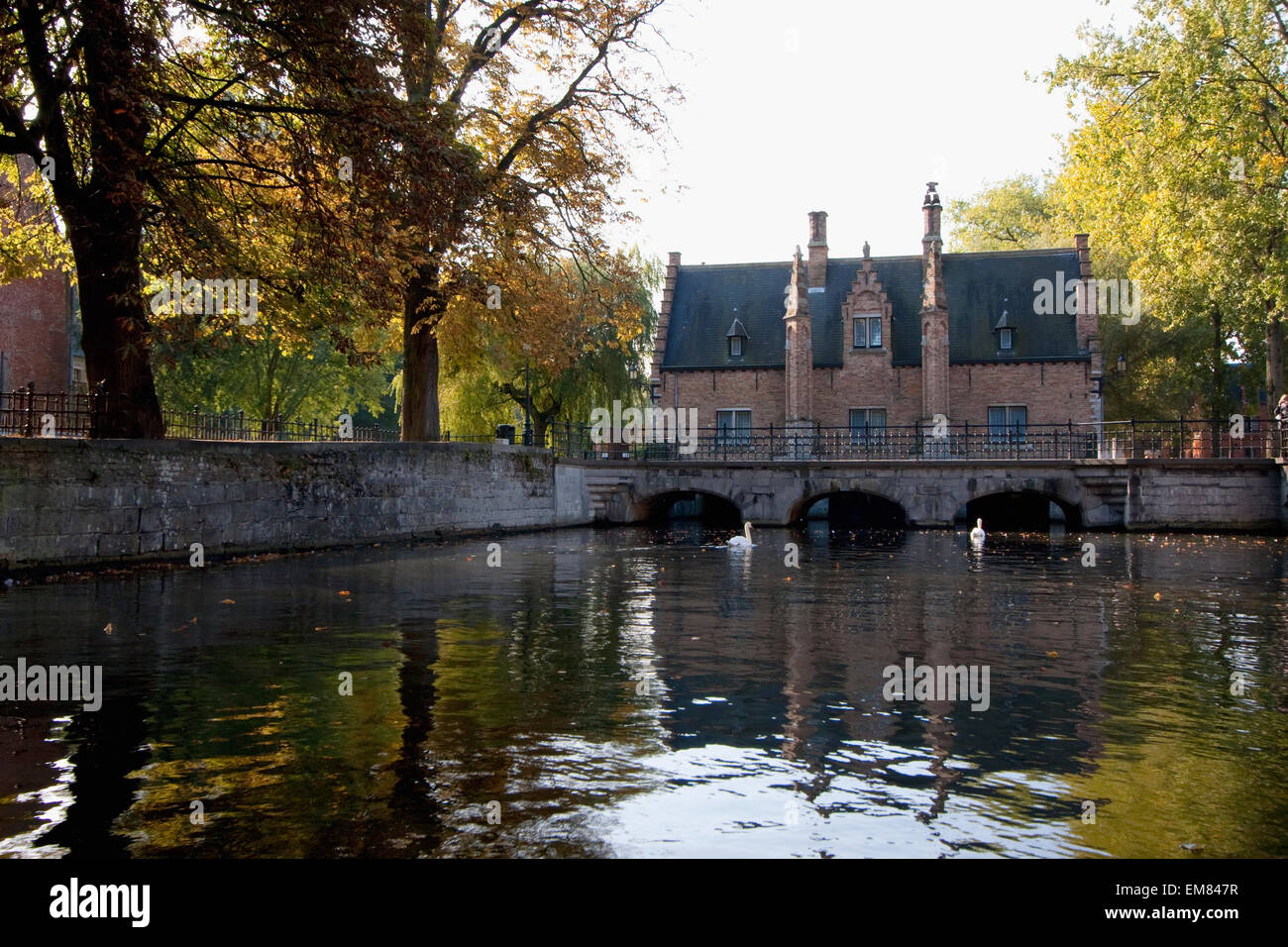 Bridge over a canal by the Sashuis (Sluice House), Bruges (Brugge ...