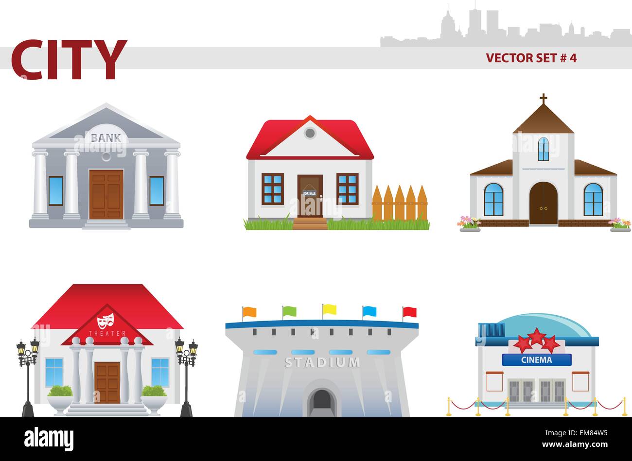 Public building. Set 4 Stock Vector Image & Art - Alamy