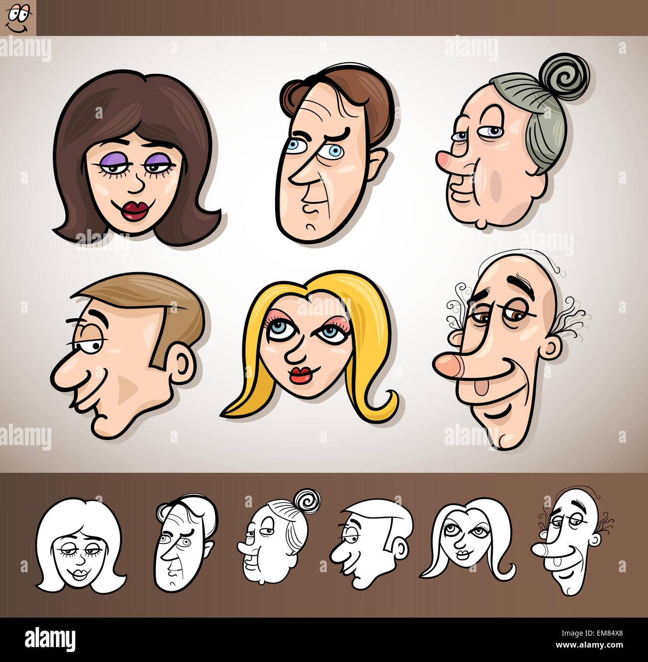 cartoon people heads set illustration Stock Vector Image & Art - Alamy
