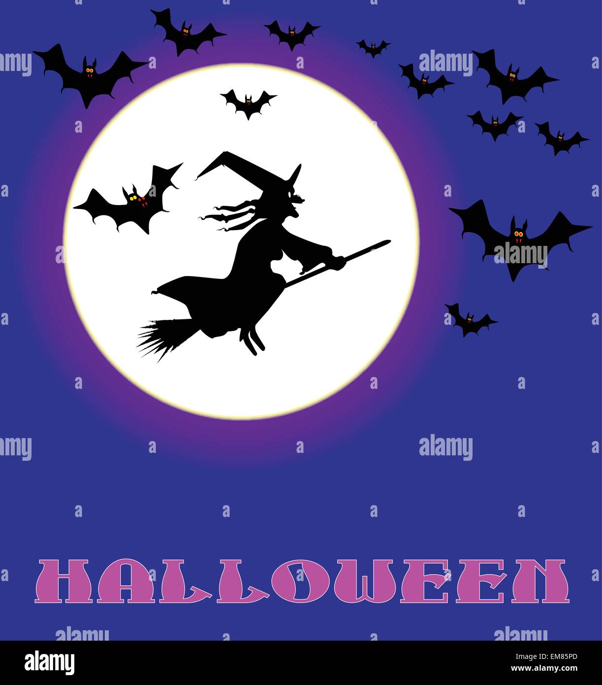 Full moon witch Stock Vector Images - Alamy