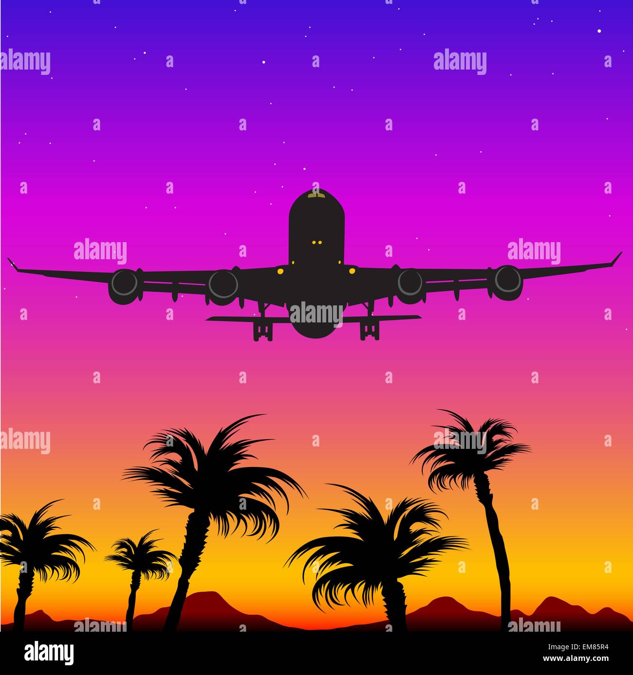 Airplane landing Stock Vector Images - Alamy