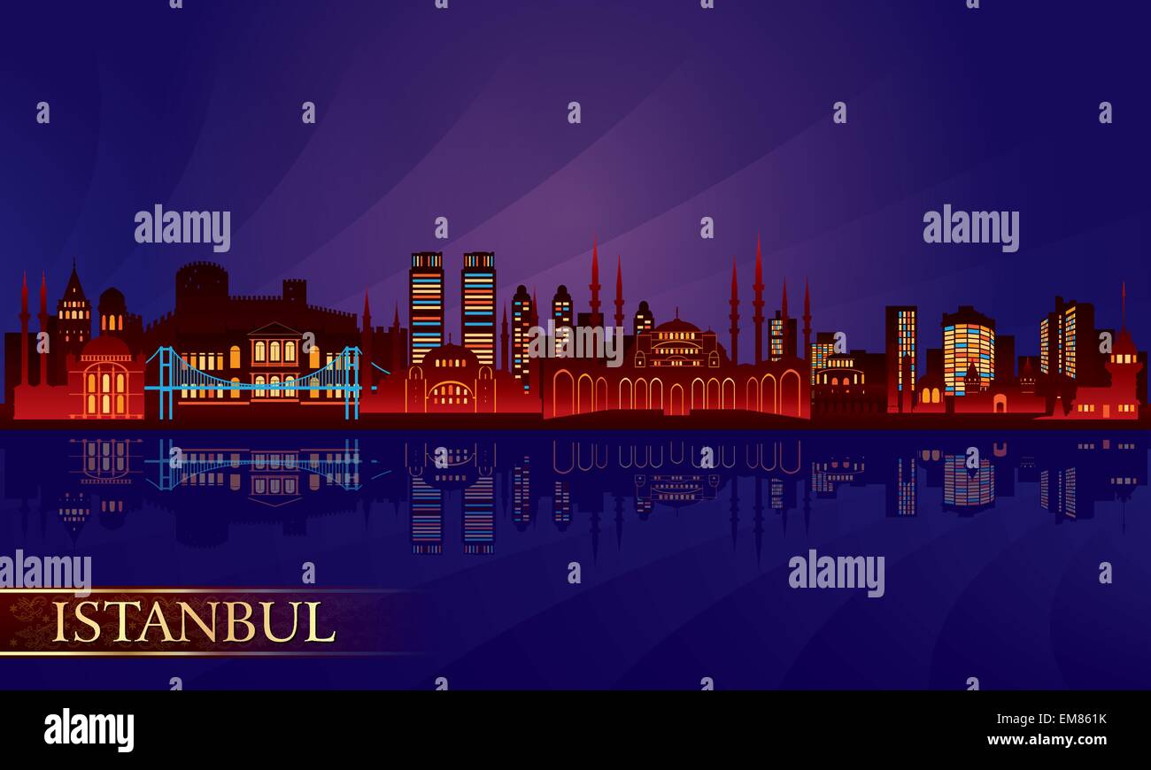 Istanbul city night skyline vector hi-res stock photography and images ...