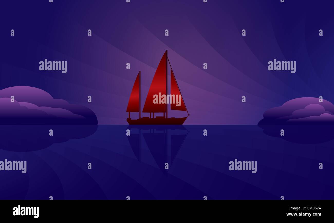 Ship sails on sea Stock Vector Images - Alamy