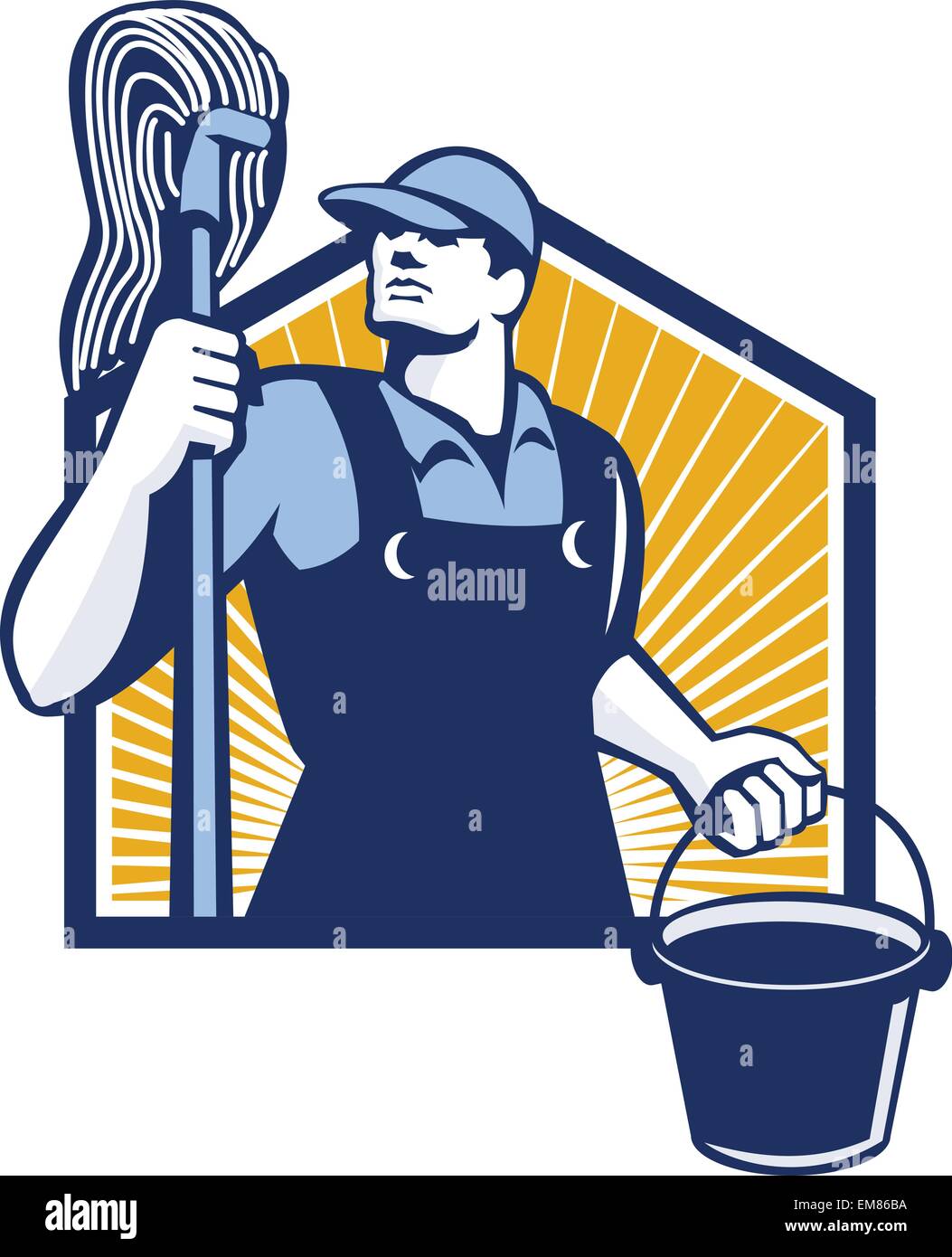 Male janitor mop in Stock Vector Images - Alamy