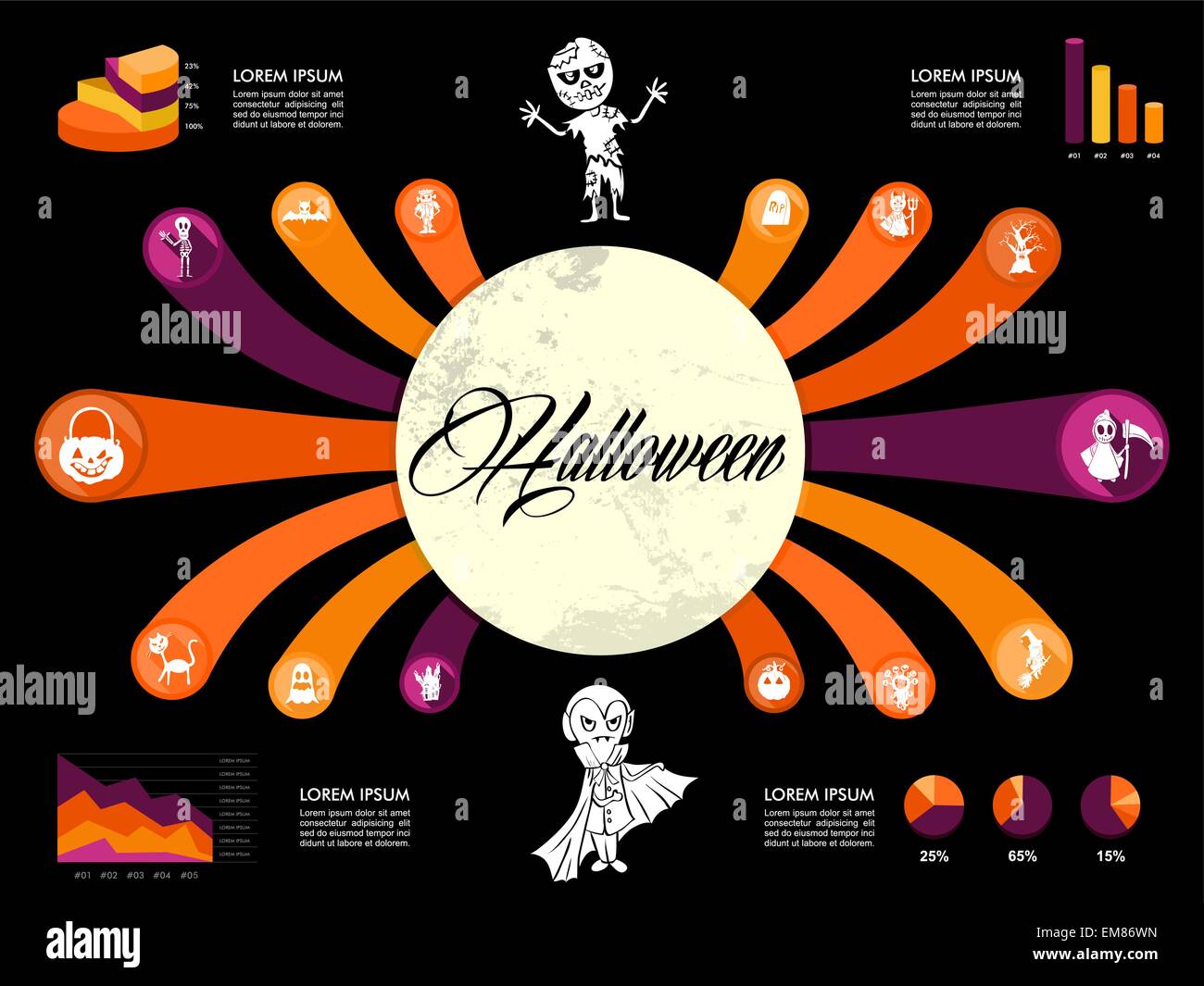 Halloween Infographics diagram spooky icons template EPS10 file Stock ...