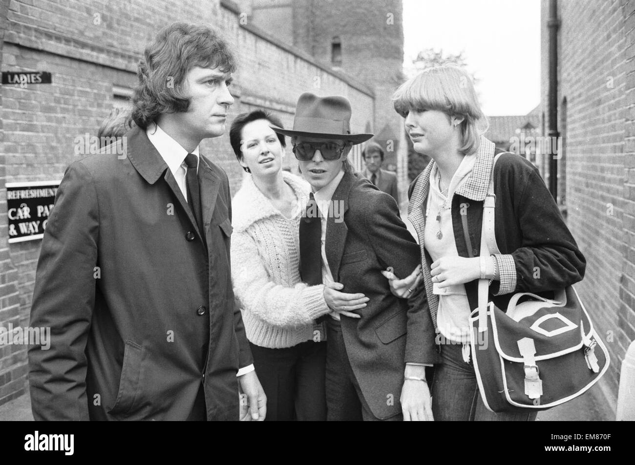 David Bowie seen here with other mourners at the funeral of Marc Bolan ...