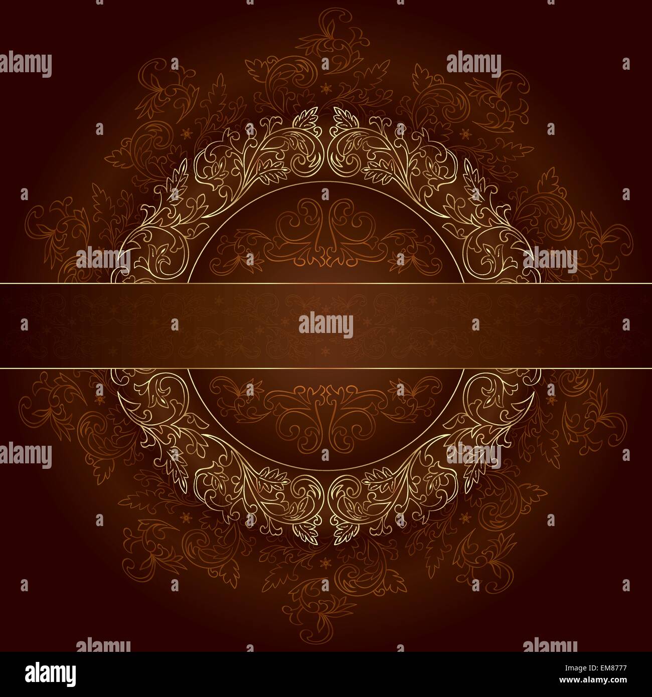 Floral gold frame with vintage patterns on brown background Stock ...
