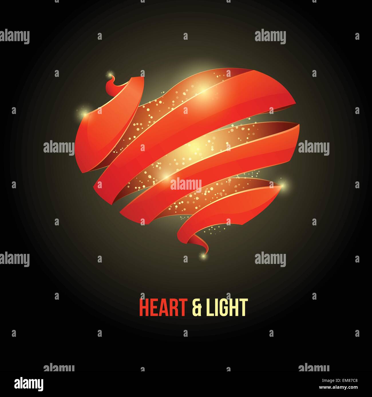 ribbon heart on black background Stock Vector Image & Art - Alamy