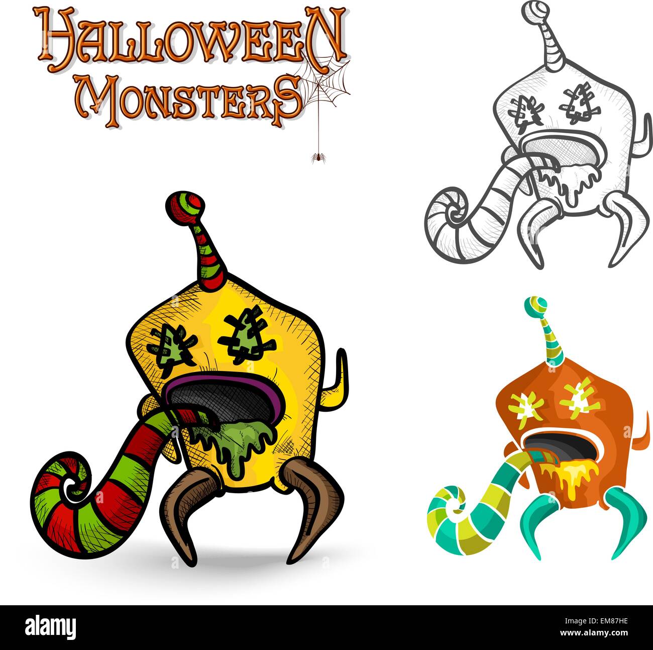 Halloween monsters spooky creature illustration EPS10 file Stock Vector ...