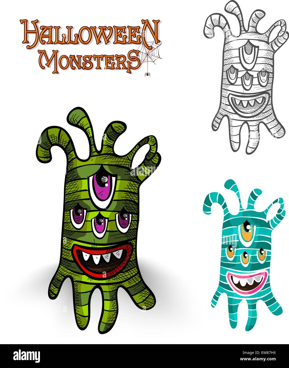 Halloween monsters spooky creature illustration EPS10 file Stock Vector ...