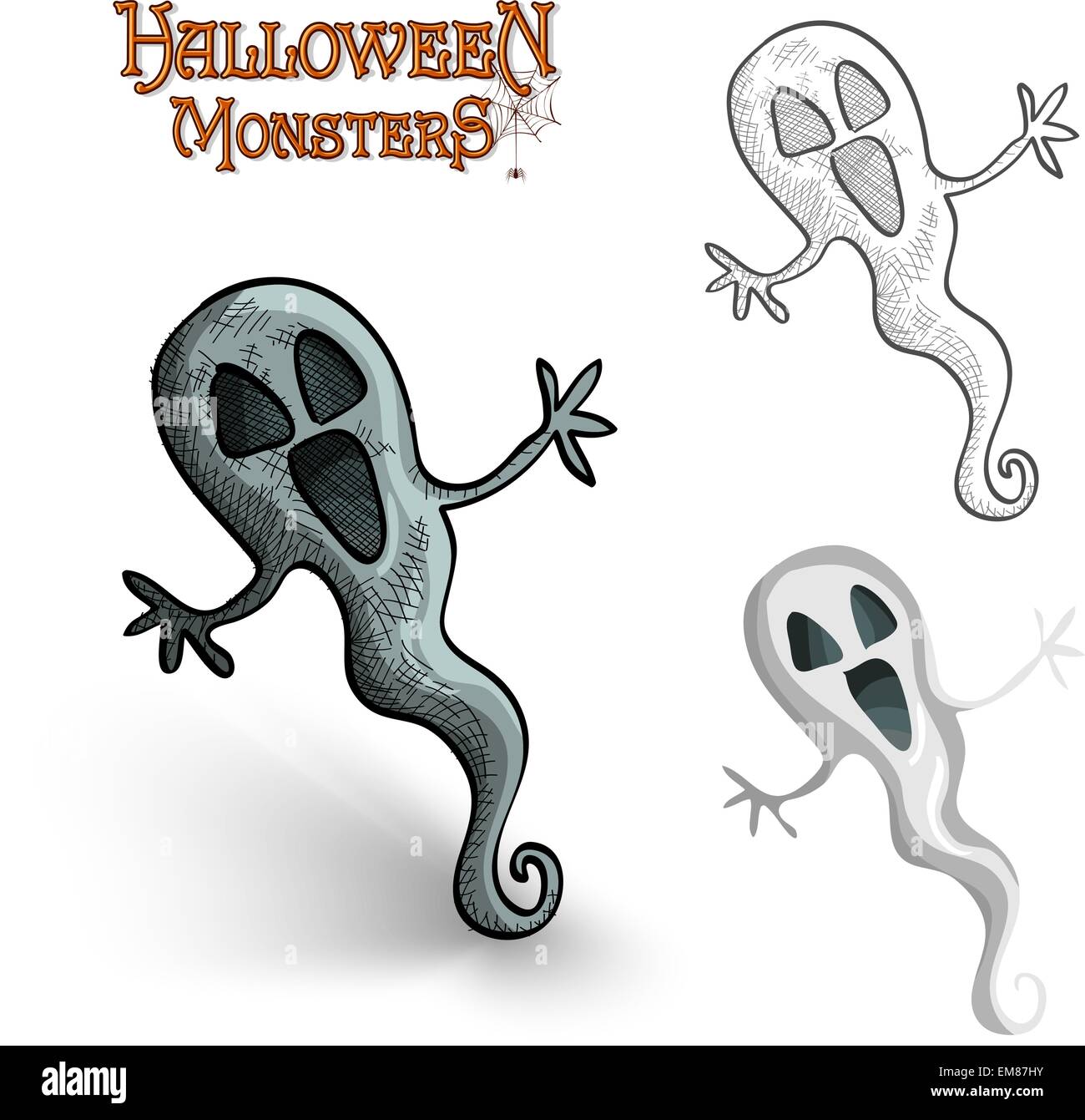 Halloween monsters spooky ghost illustration EPS10 file Stock Vector ...