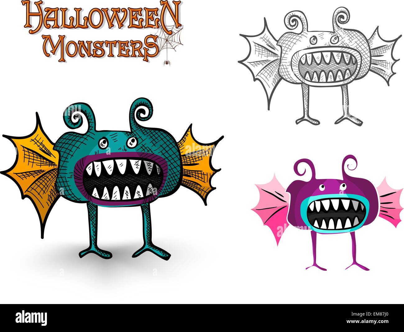 Halloween Monsters spooky creature illustration EPS10 file Stock Vector ...