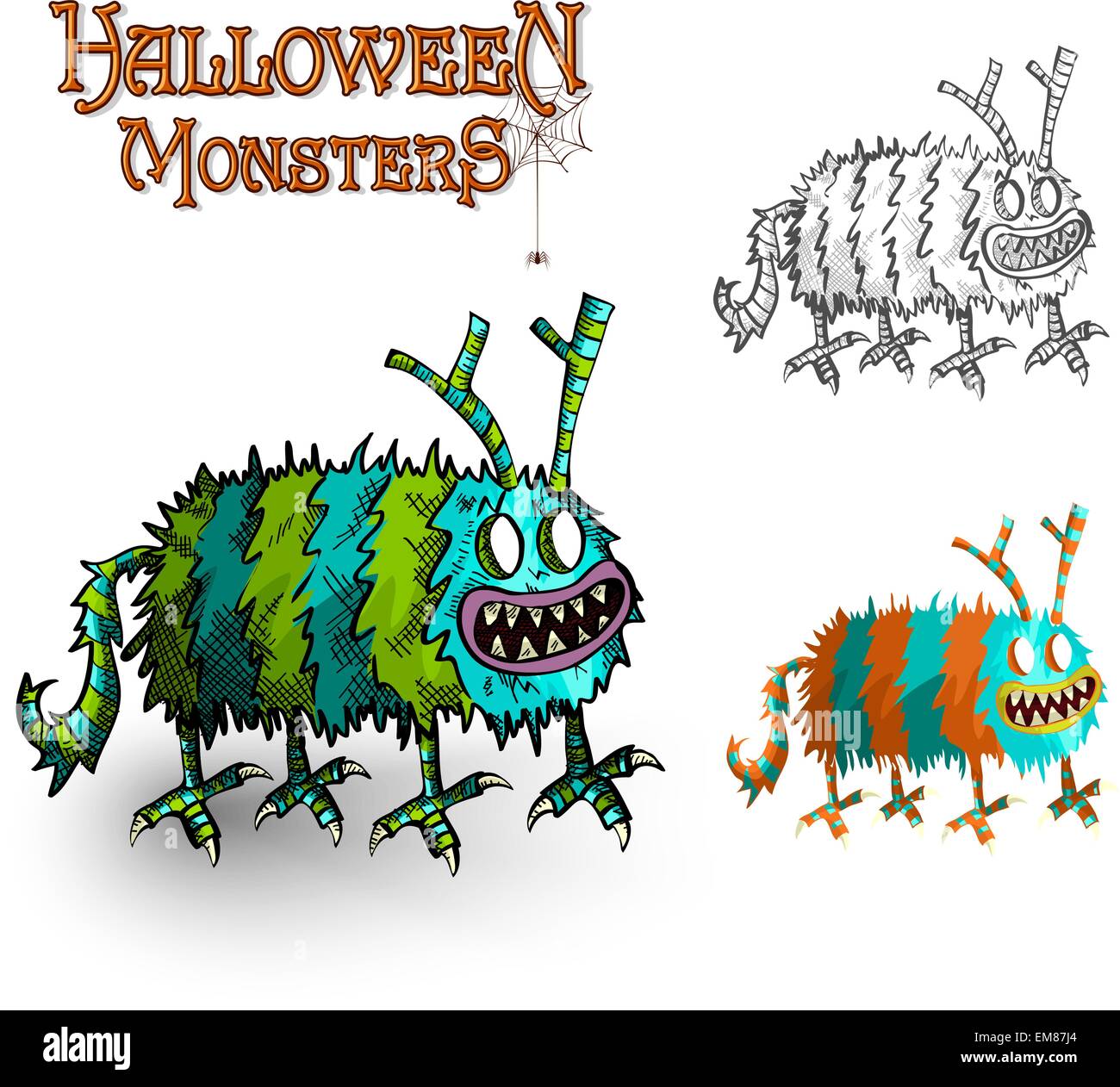 Halloween Monsters spooky elements set EPS10 file Stock Vector Image ...