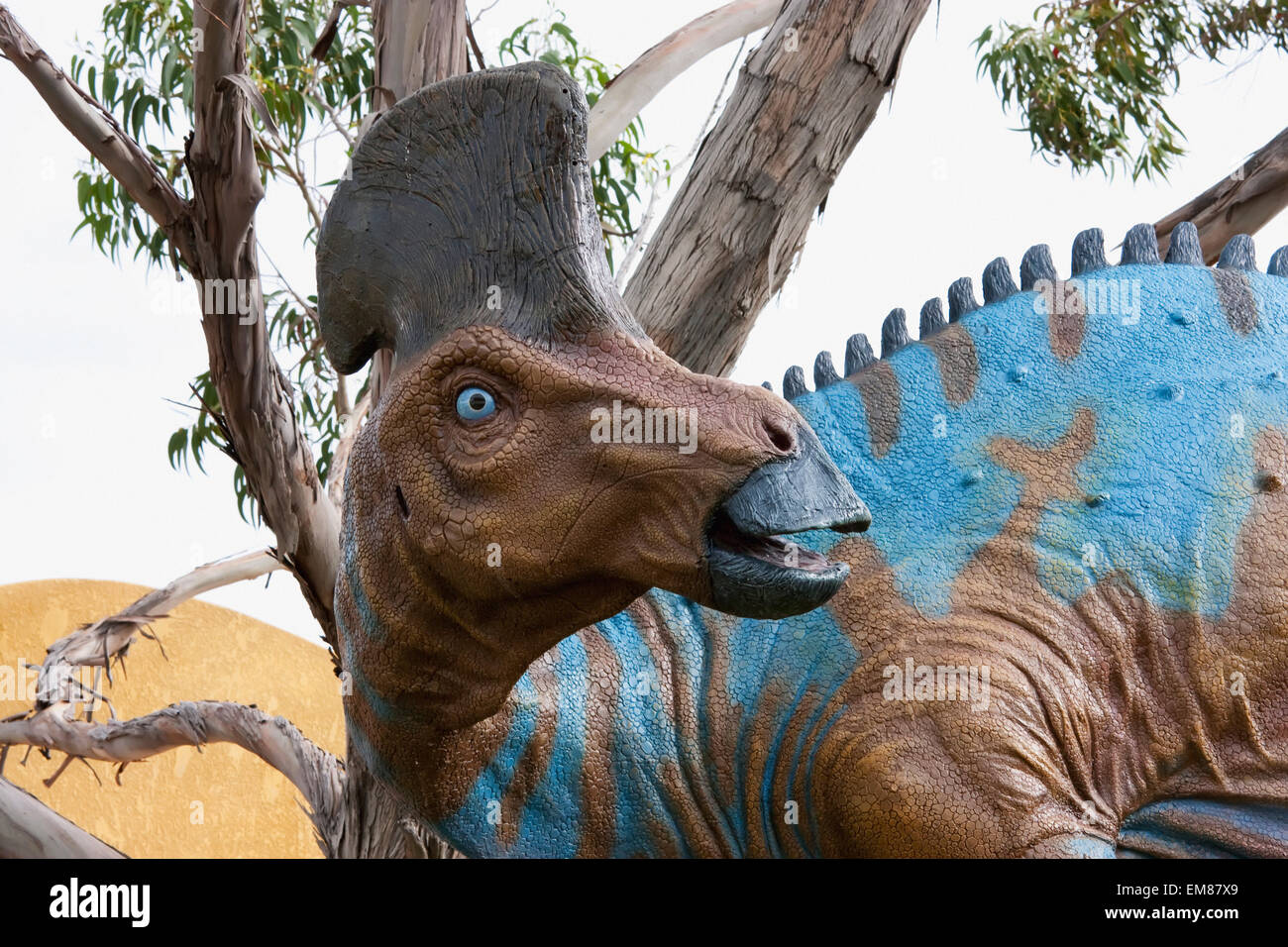 Life-size model of a Hadrosaurian on display at the Cretacic Park by ...