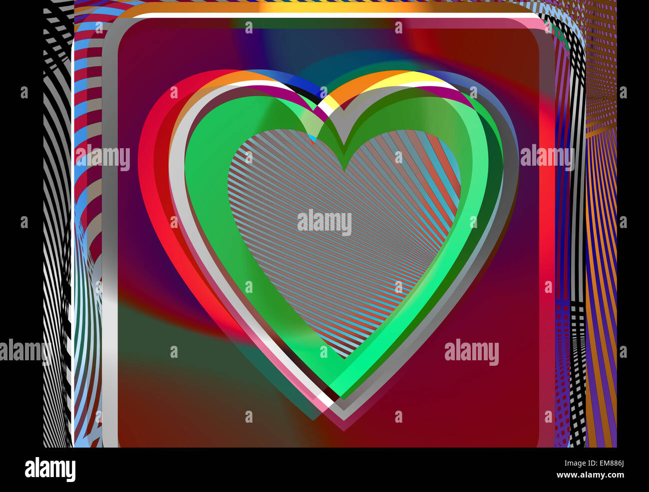 Illustration of Abstract colorful heart Stock Photo - Alamy