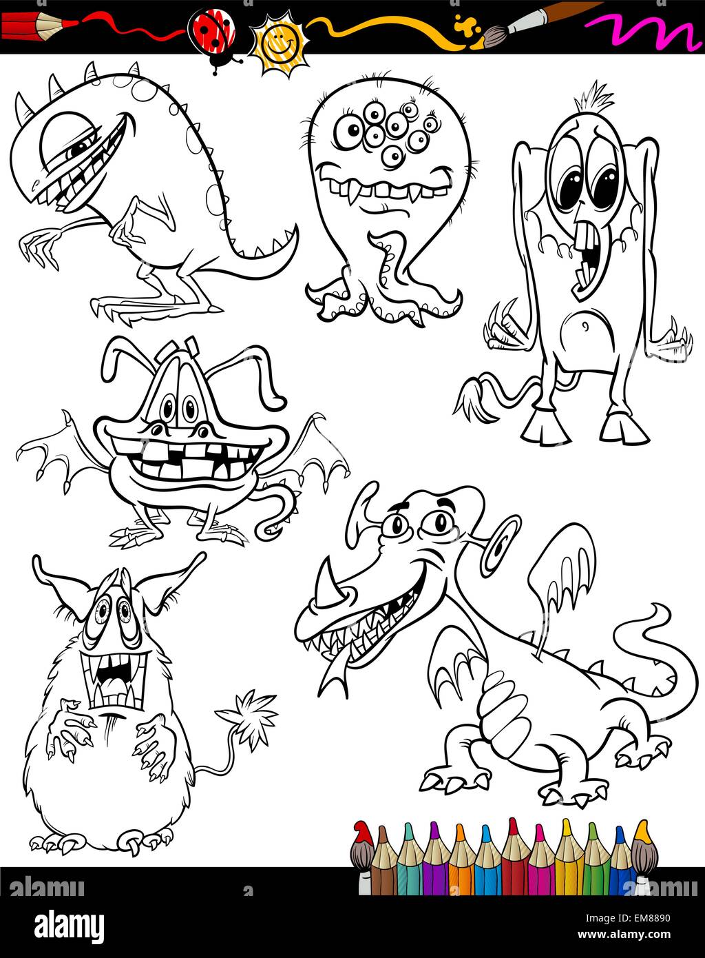Monsters Cartoon Set for coloring book Stock Vector Image & Art - Alamy