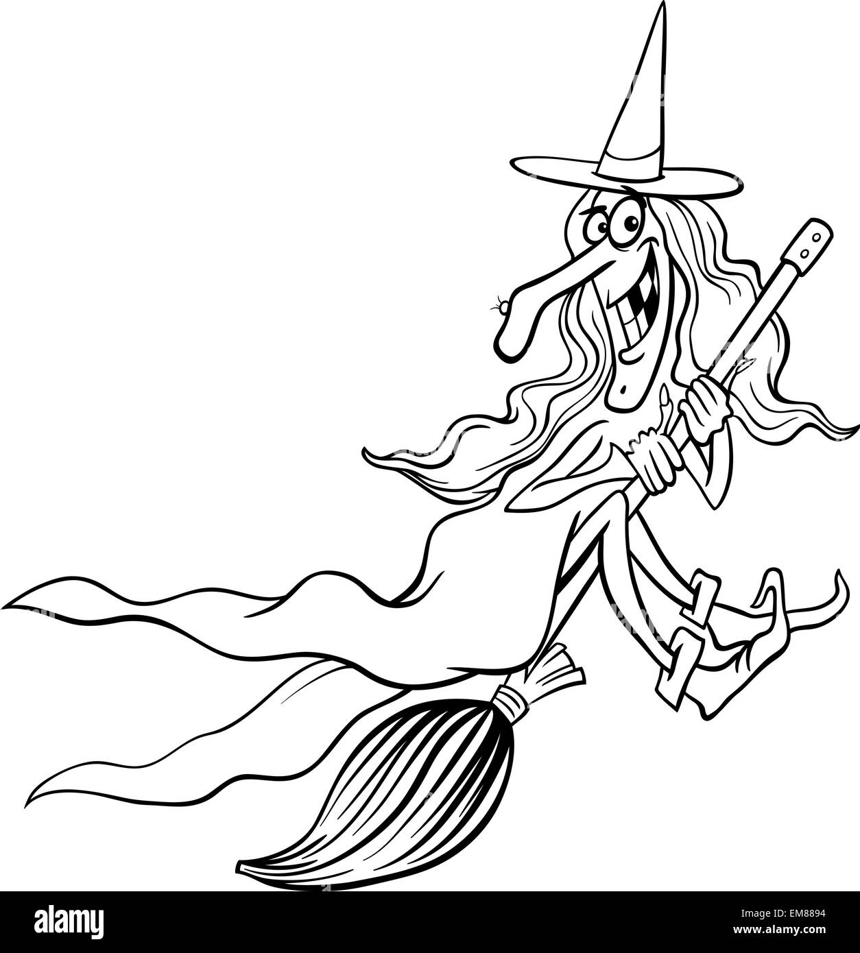 Funny cartoon illustration broom Black and White Stock Photos & Images ...