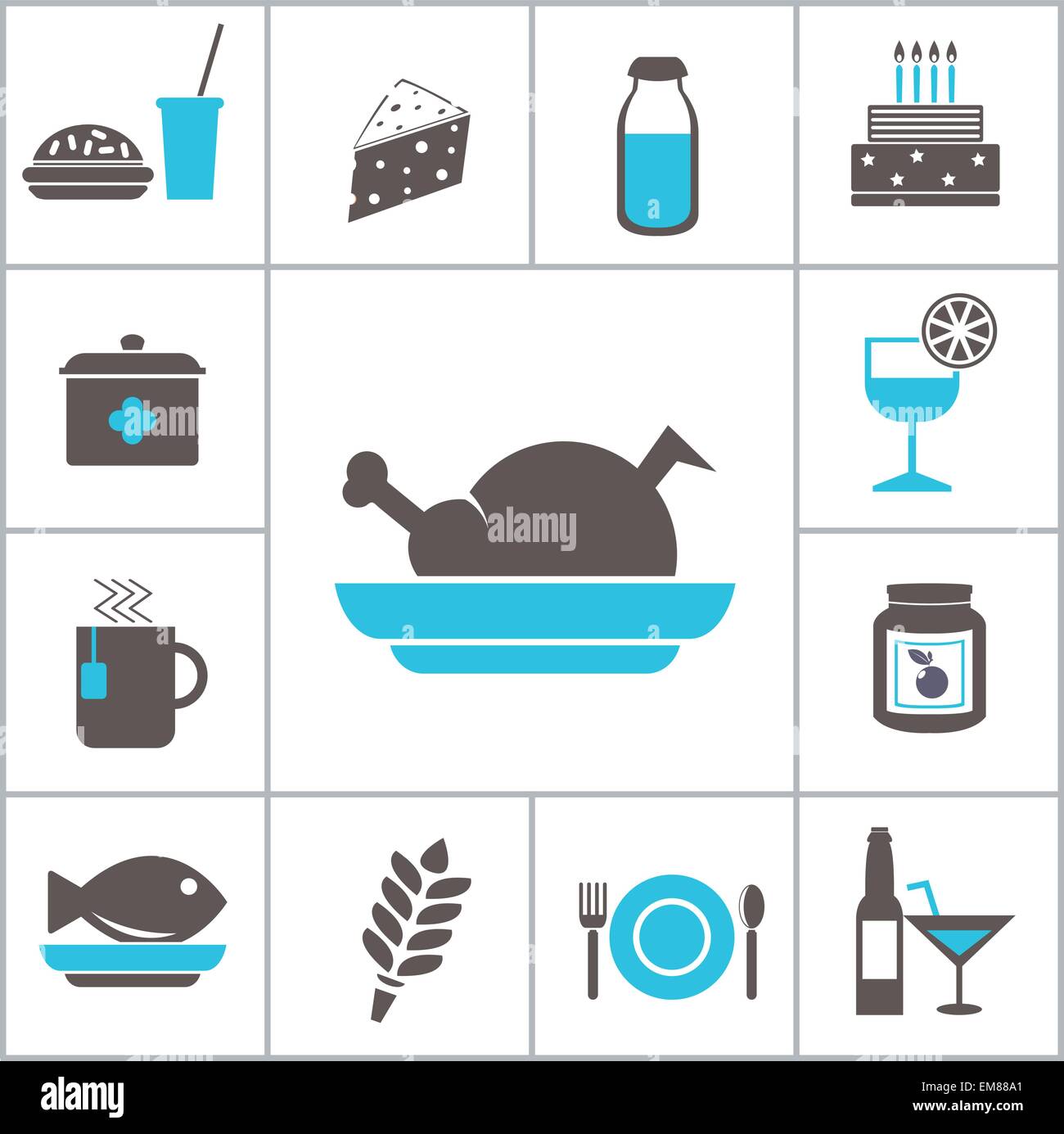 Vector black food icons set Stock Vector Images - Alamy
