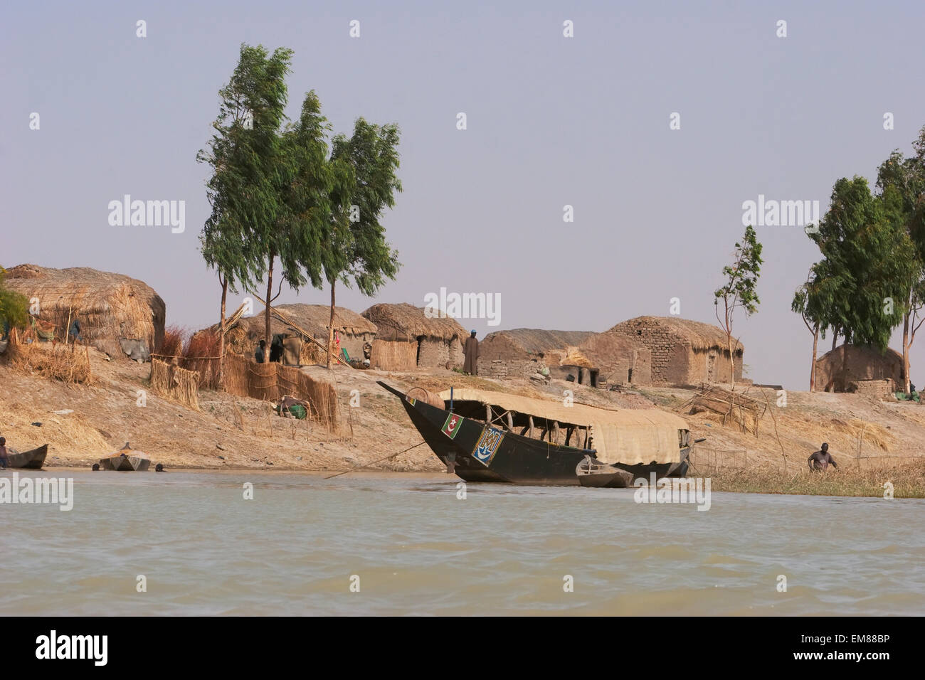Pinasse carrying cargo and passengers on the Niger River between Mopti ...