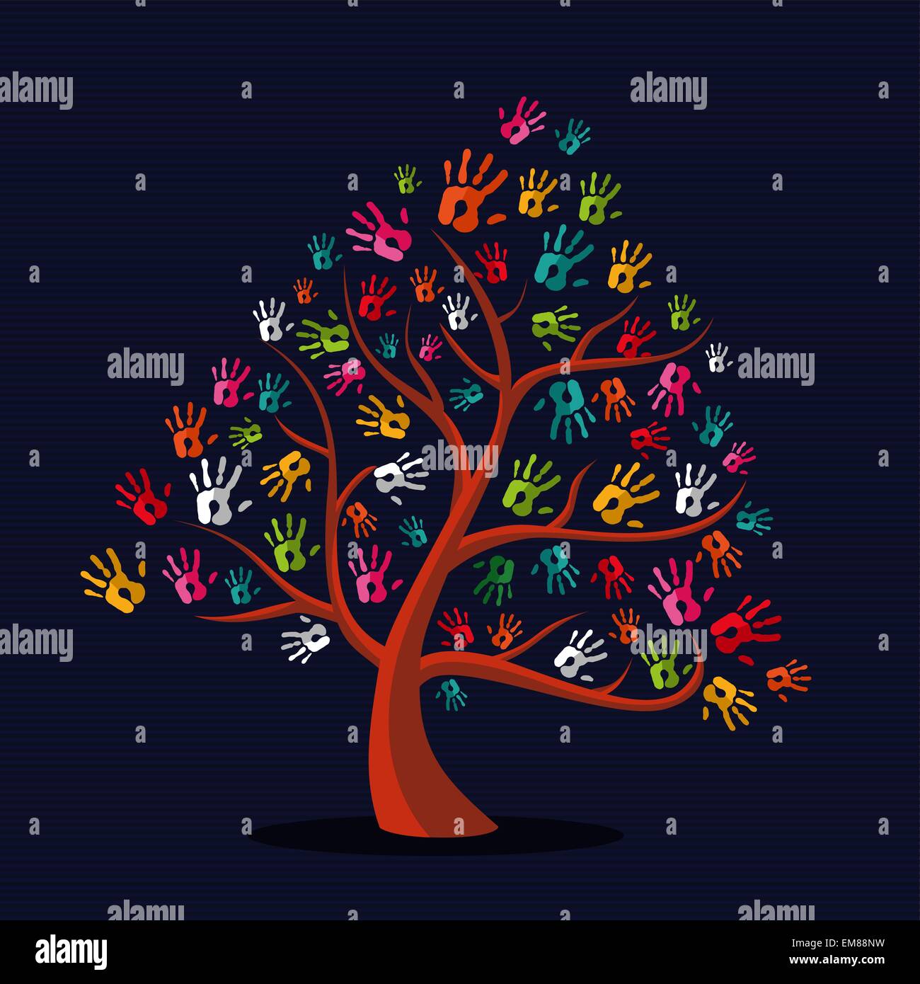 Colorful diversity tree hands illustration hi-res stock photography and ...