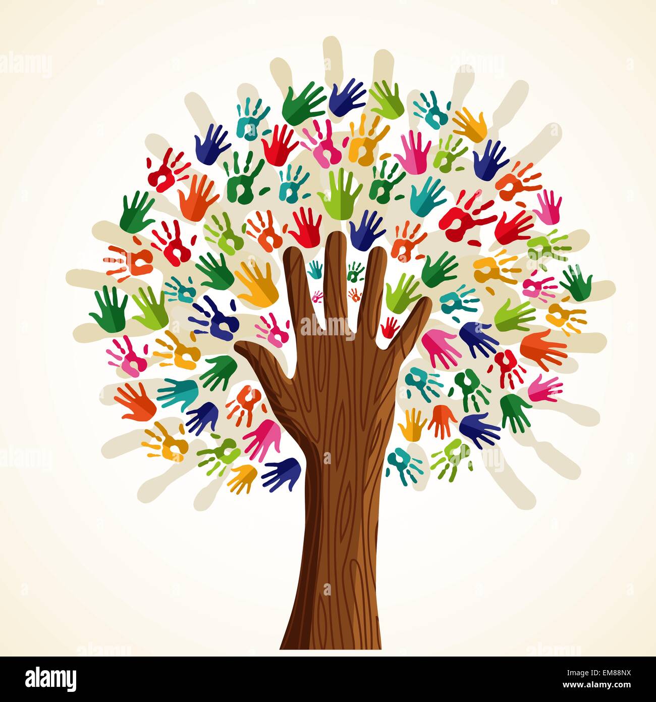 Isolated Diversity Tree Hands Illustration High Resolution Stock ...
