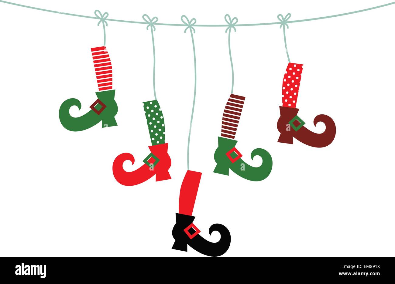 Santa legs symbols hanging isolated on white Stock Vector Image & Art ...