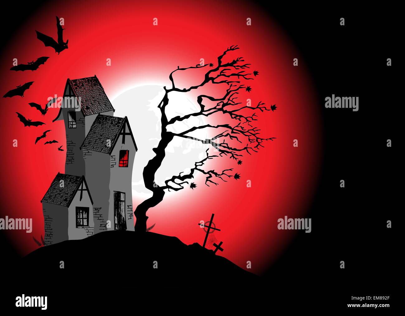 Halloween background with the scary house Stock Vector Image & Art - Alamy