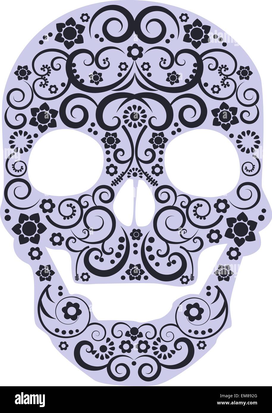 Skull flowers skeleton head Stock Vector Images - Alamy