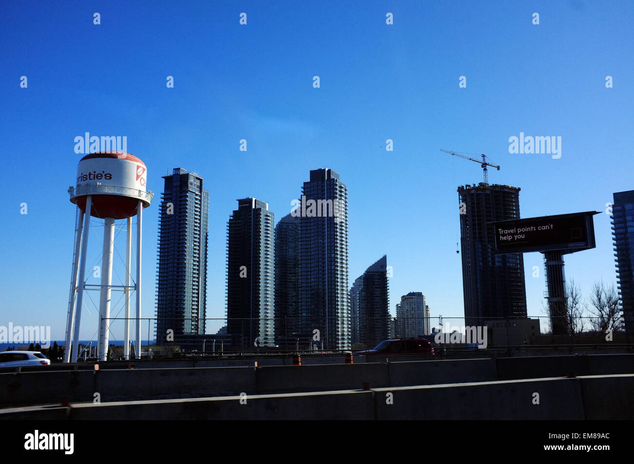 A water tower along the side of the motorway on the outskirts of ...