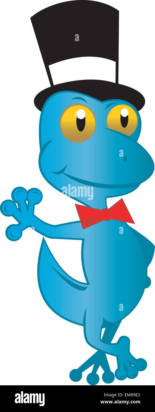 cartoon gecko with top hat and bow tie standing Stock Vector Image ...