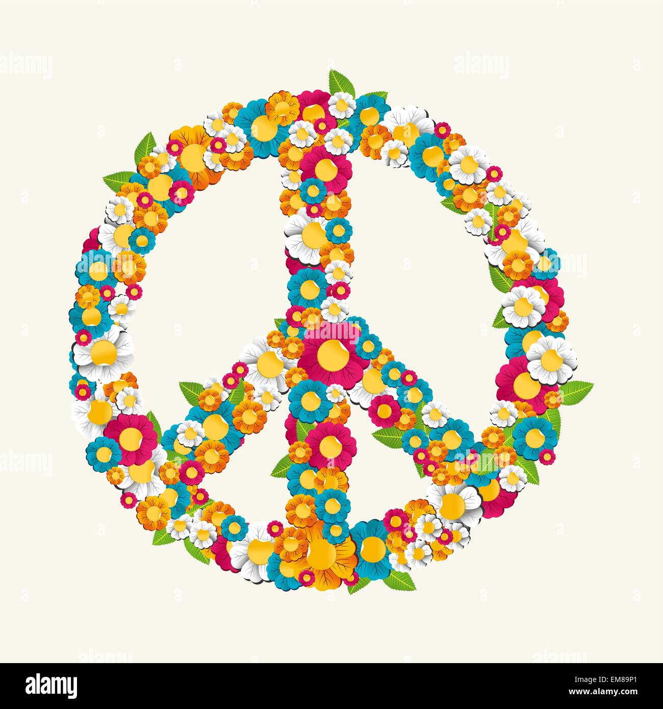 Isolated peace symbol made with flowers composition EPS10 file Stock ...