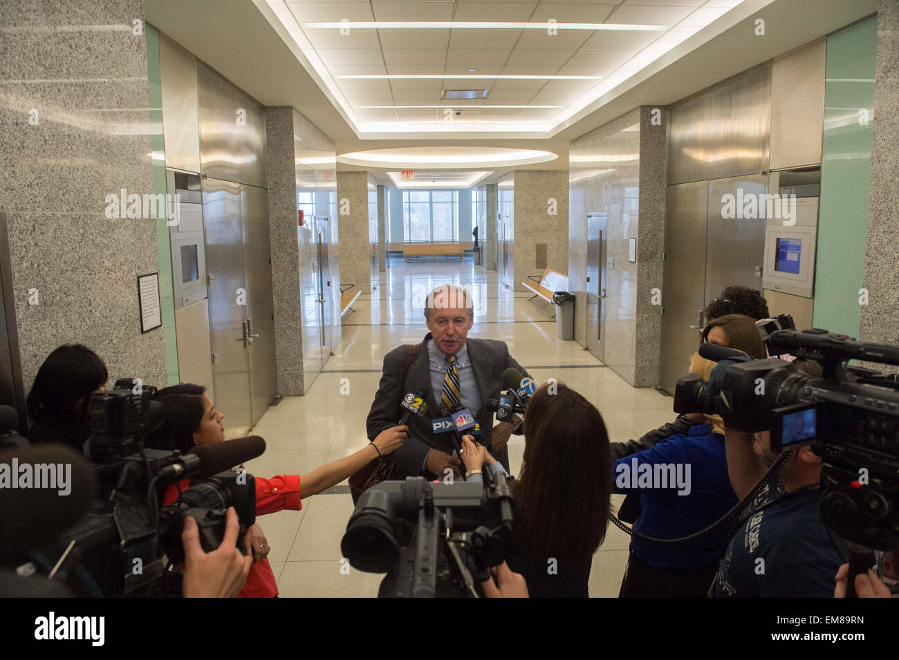 Brooklyn, New York, USA. 16th Apr, 2015. Attorney KEVIN KEATING speaks ...