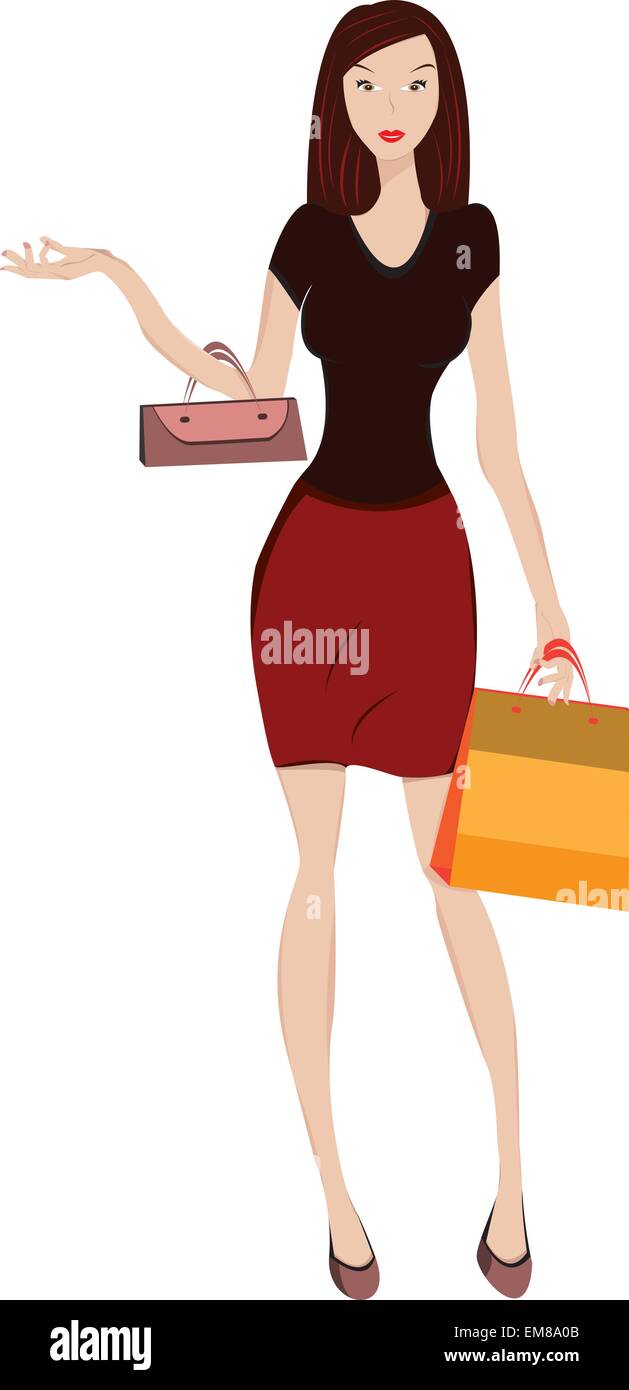 Happy shopper woman shopping Stock Vector Images - Alamy