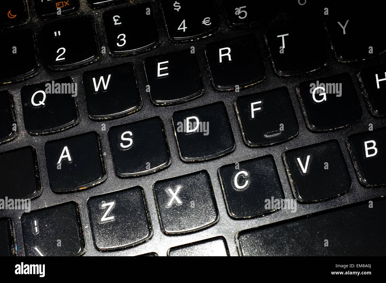 The keys of a black laptop QWERTY key board Stock Photo - Alamy