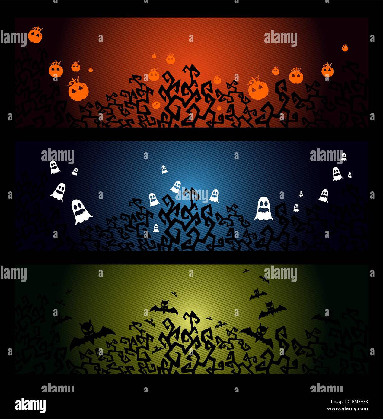 Happy Halloween trick or treat web banners set EPS10 file Stock Vector ...