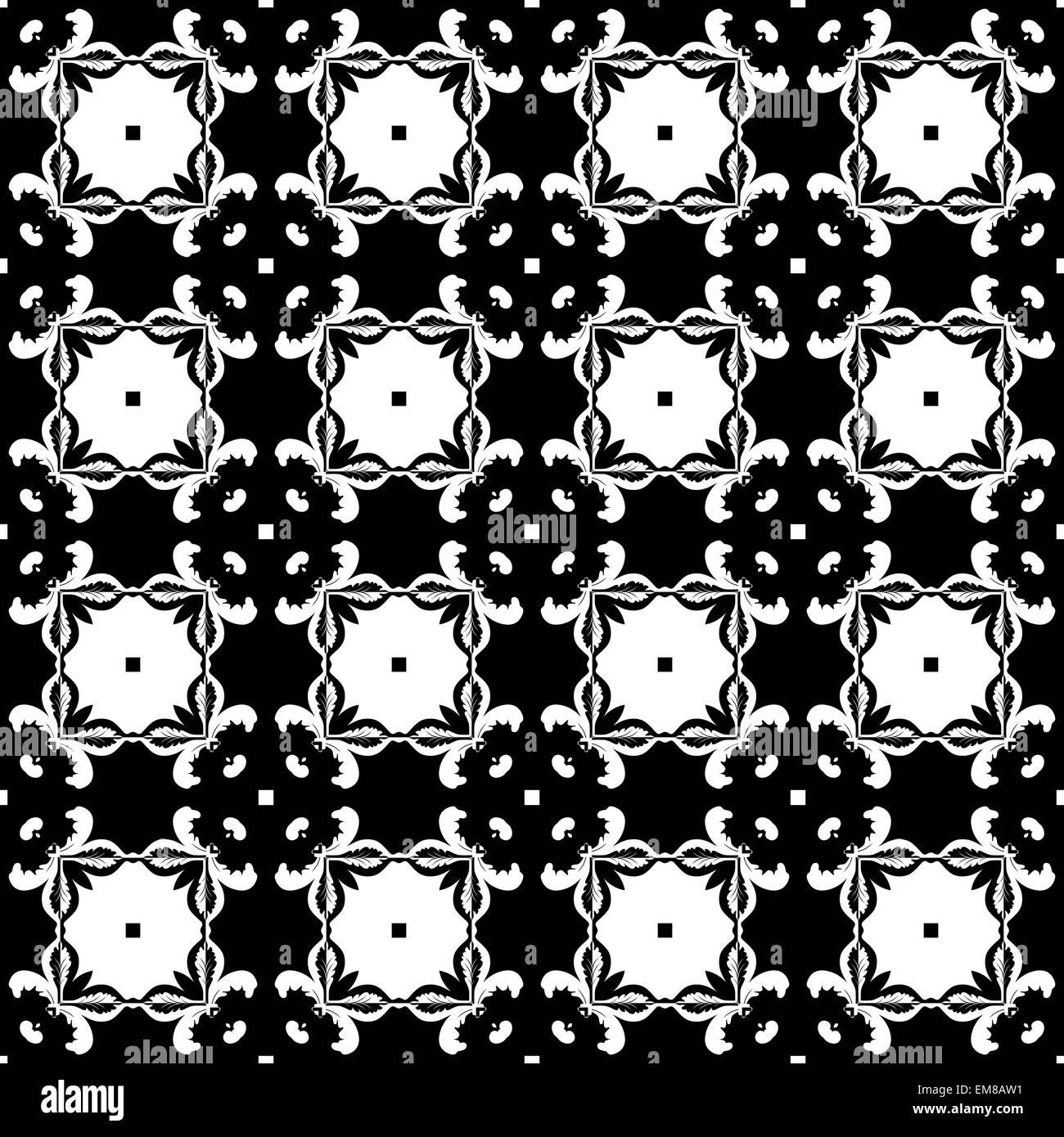 Seamless black white floral pattern hi-res stock photography and images ...