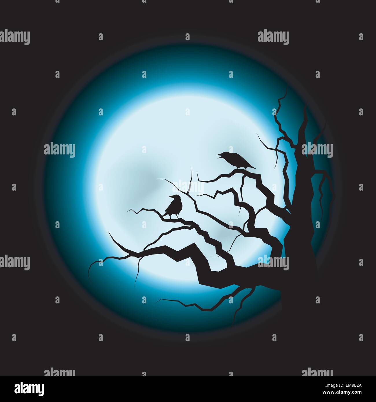 Raven with moon background Stock Vector Images - Alamy