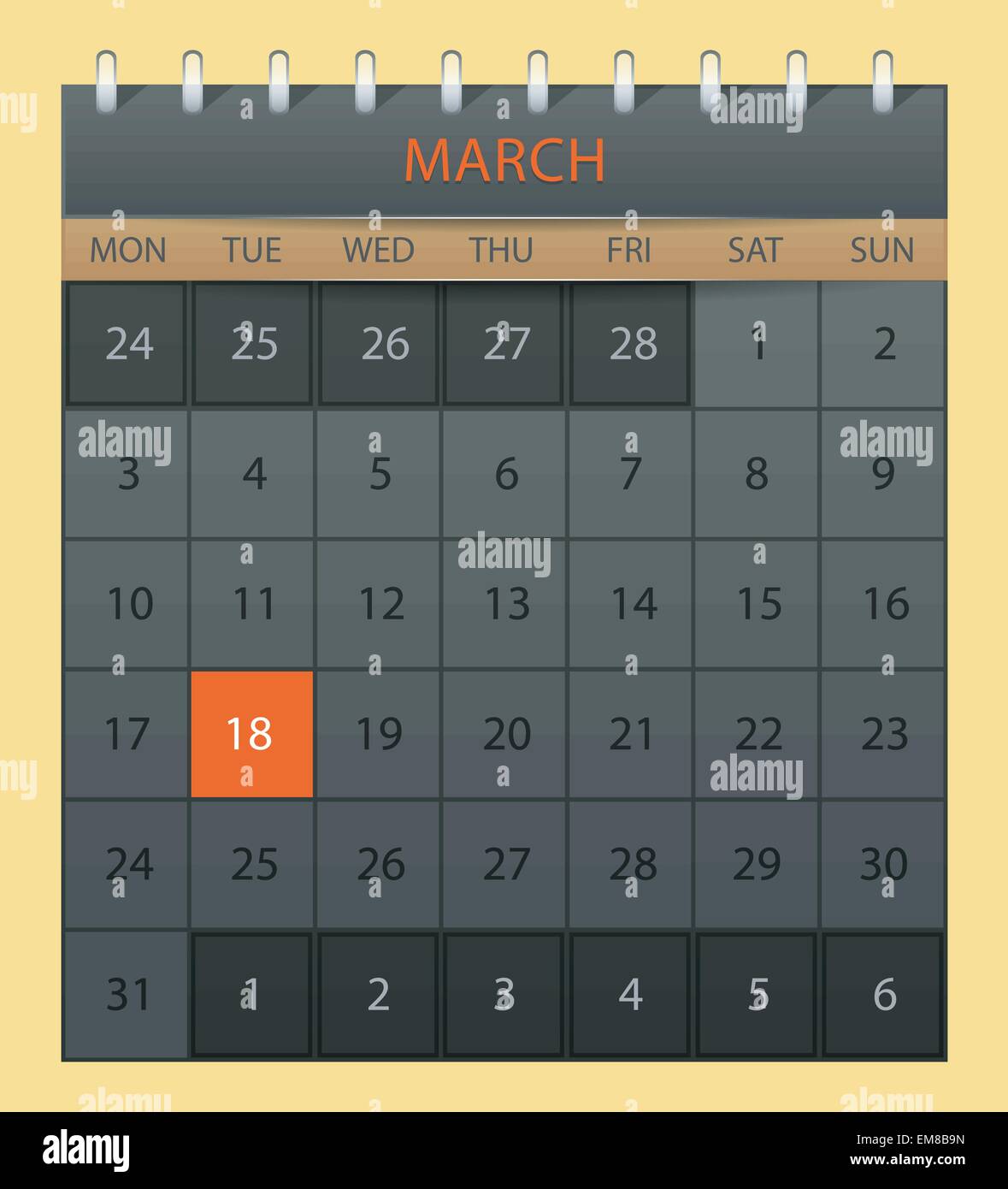 Vector illustration of March 2014 Stock Vector Image & Art - Alamy