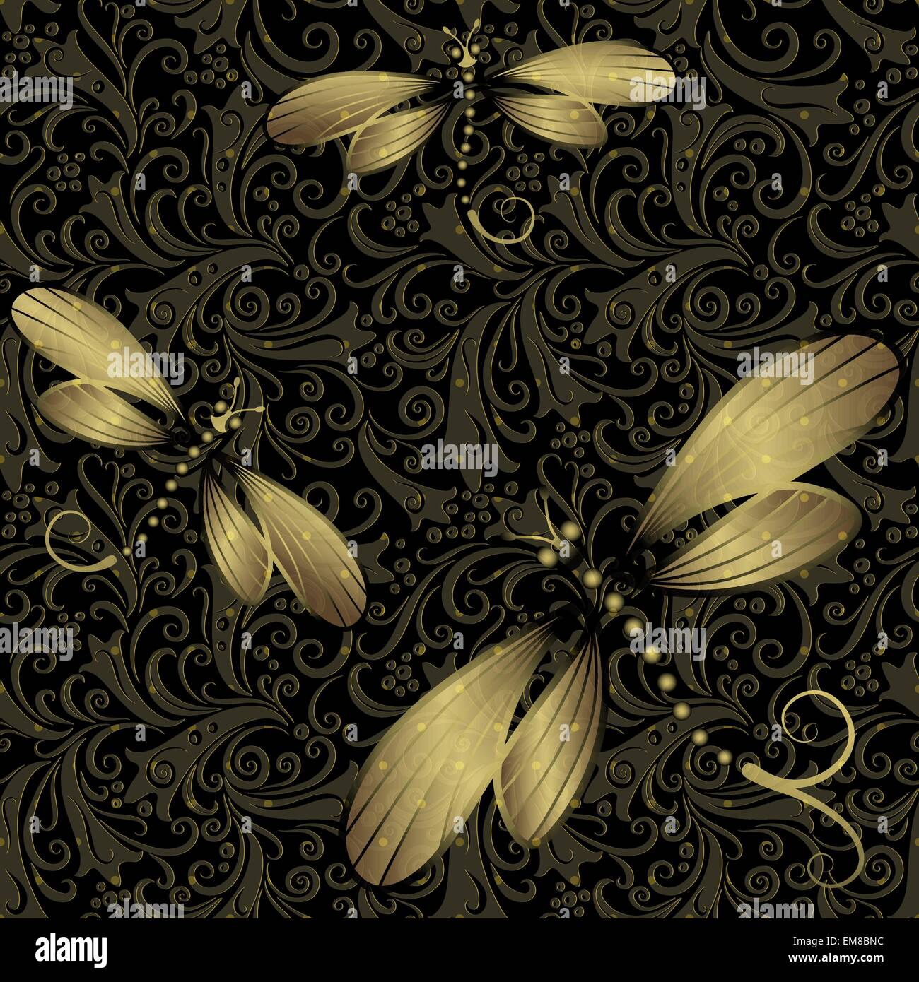Seamless black gold vintage pattern hi-res stock photography and images ...
