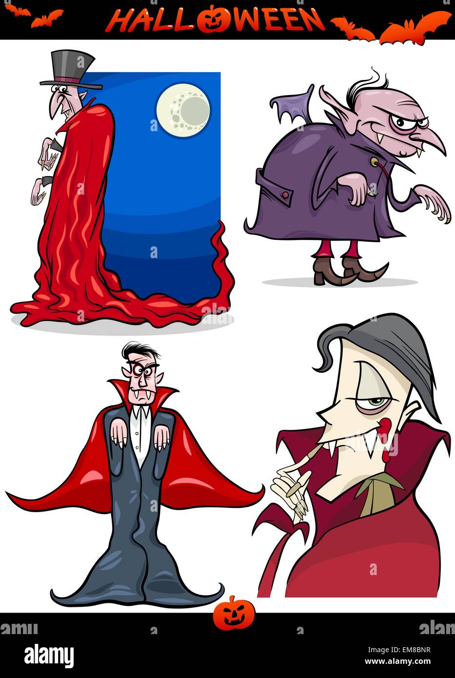 Halloween Cartoon Horror Themes Set Stock Vector Image & Art - Alamy