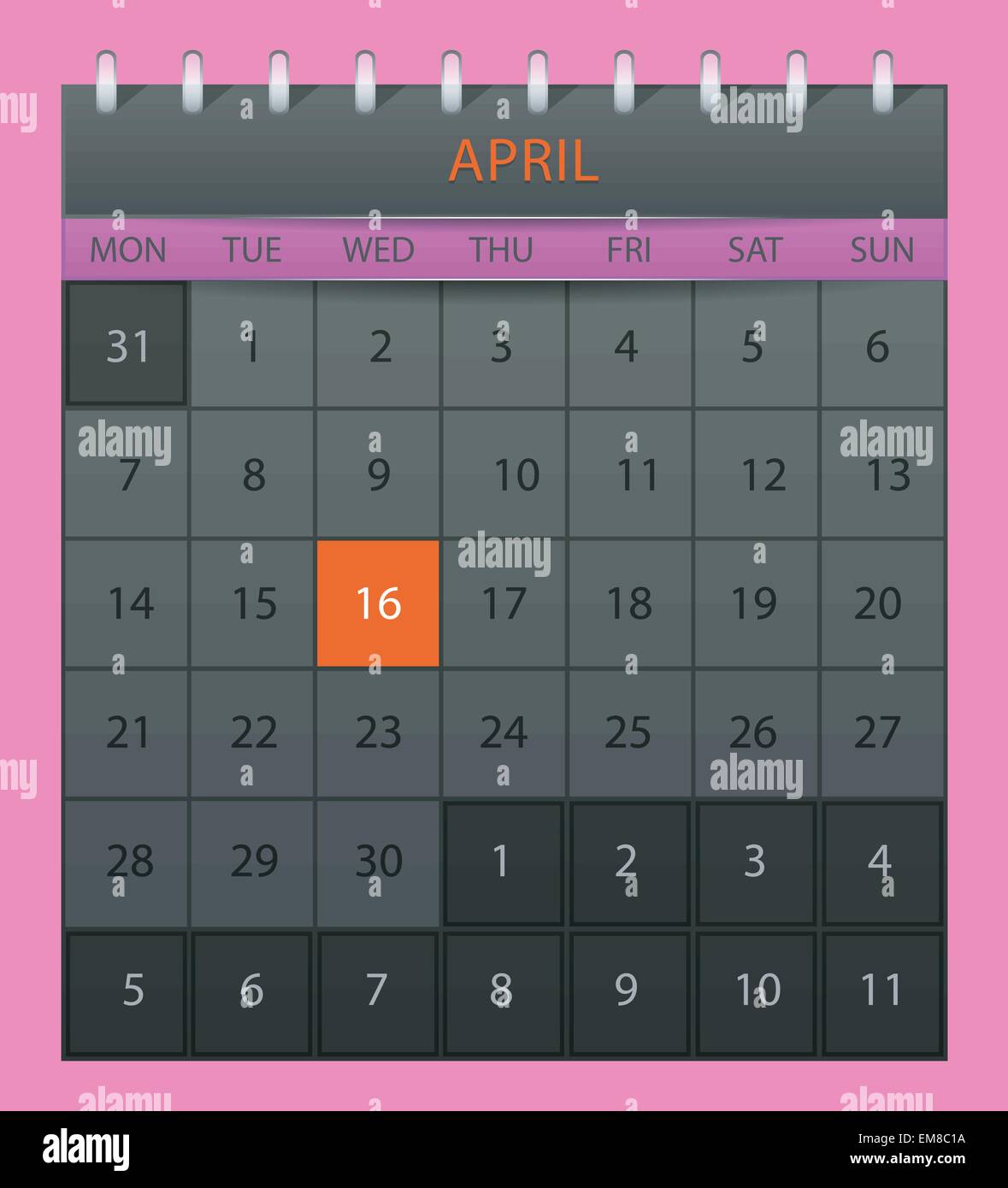 Vector illustration of April 2014 Stock Vector Image & Art - Alamy