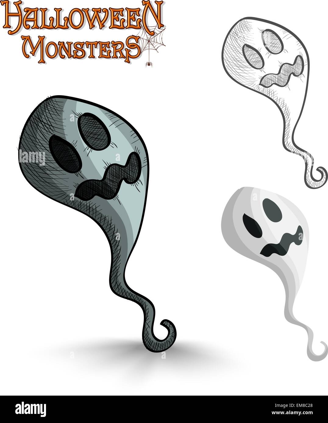 Halloween monsters scary cartoon ghost EPS10 file Stock Vector Image ...