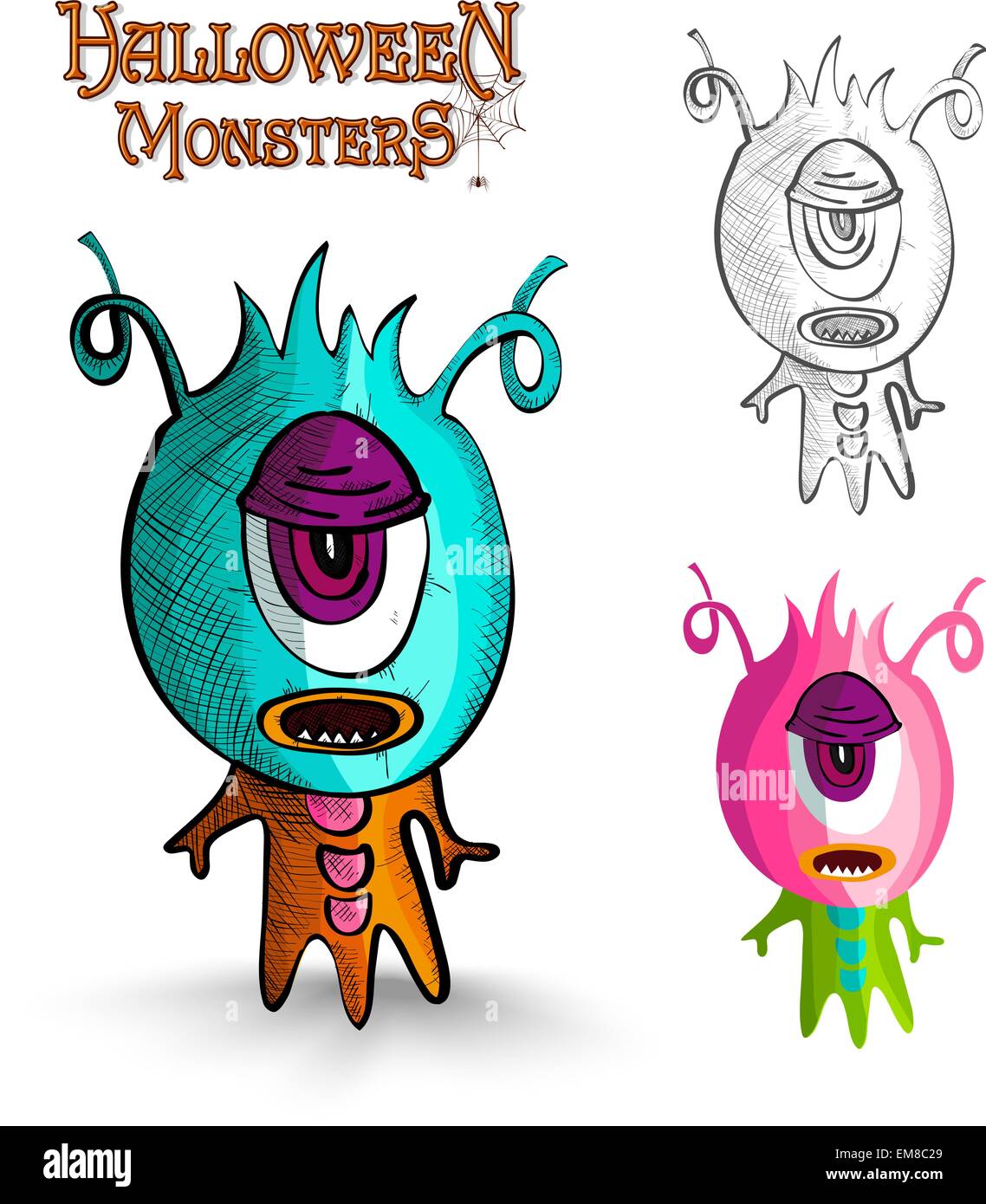 Halloween monsters one eye creature EPS10 file Stock Vector Image & Art ...