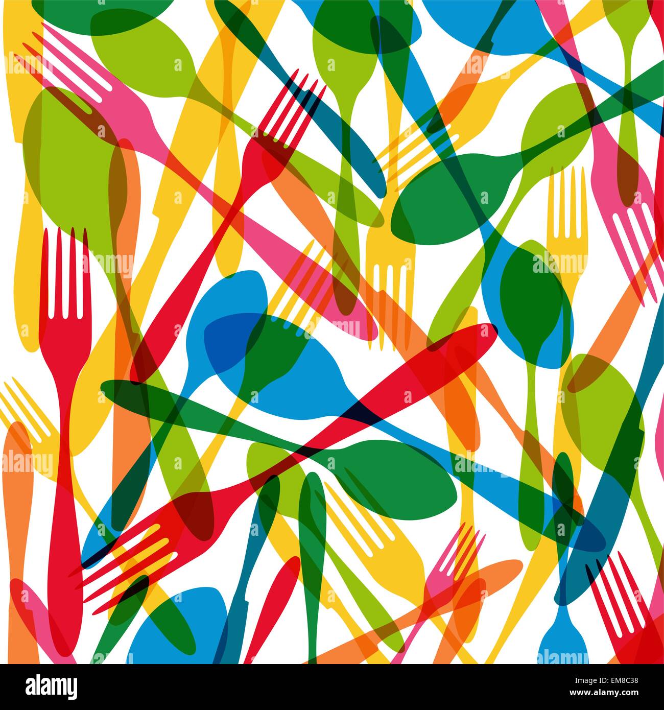Colorful cutlery pattern Stock Vector Images - Alamy